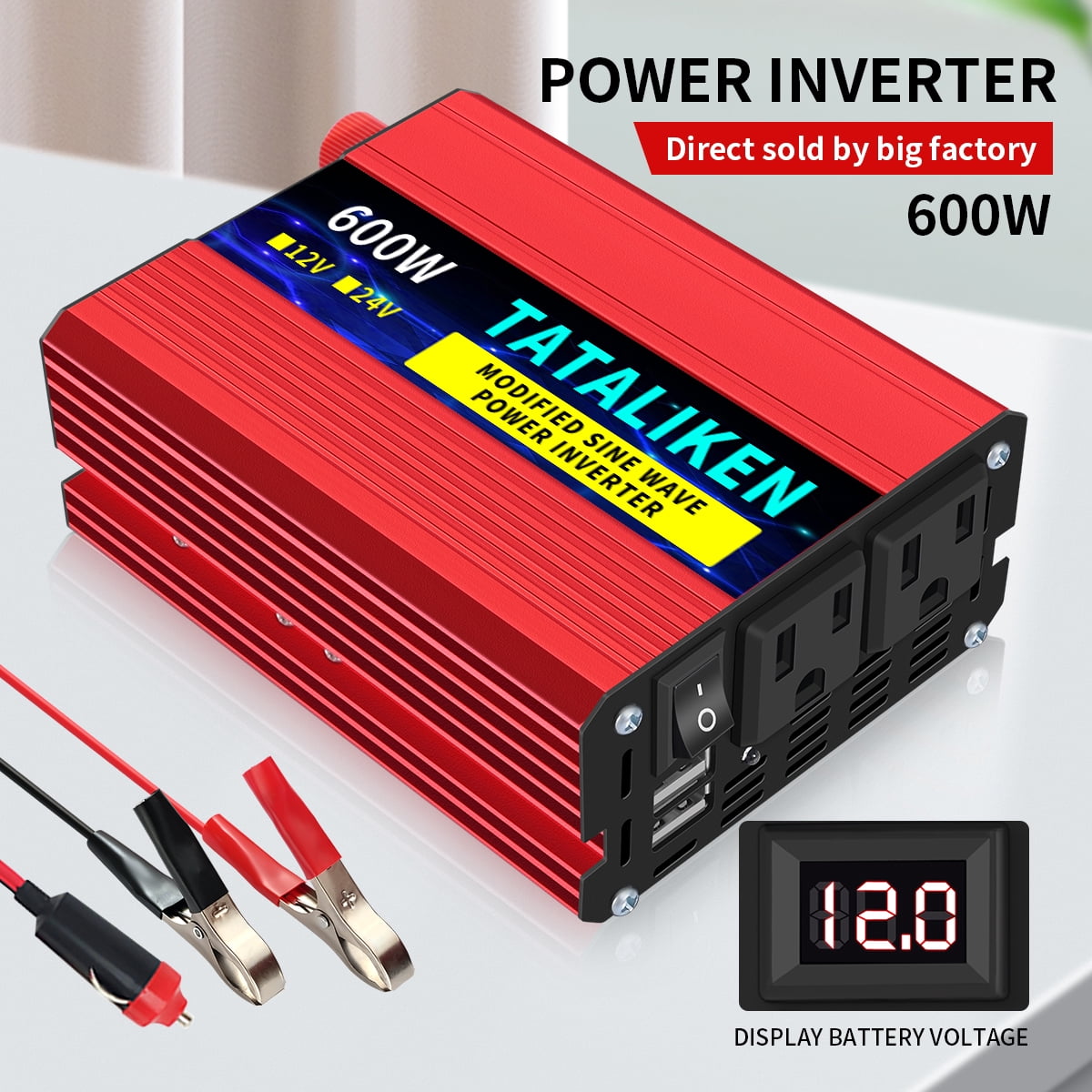 US Socket Modified Sine Wave Inverter Converter 600W 1200W 1500W AC 12V ...