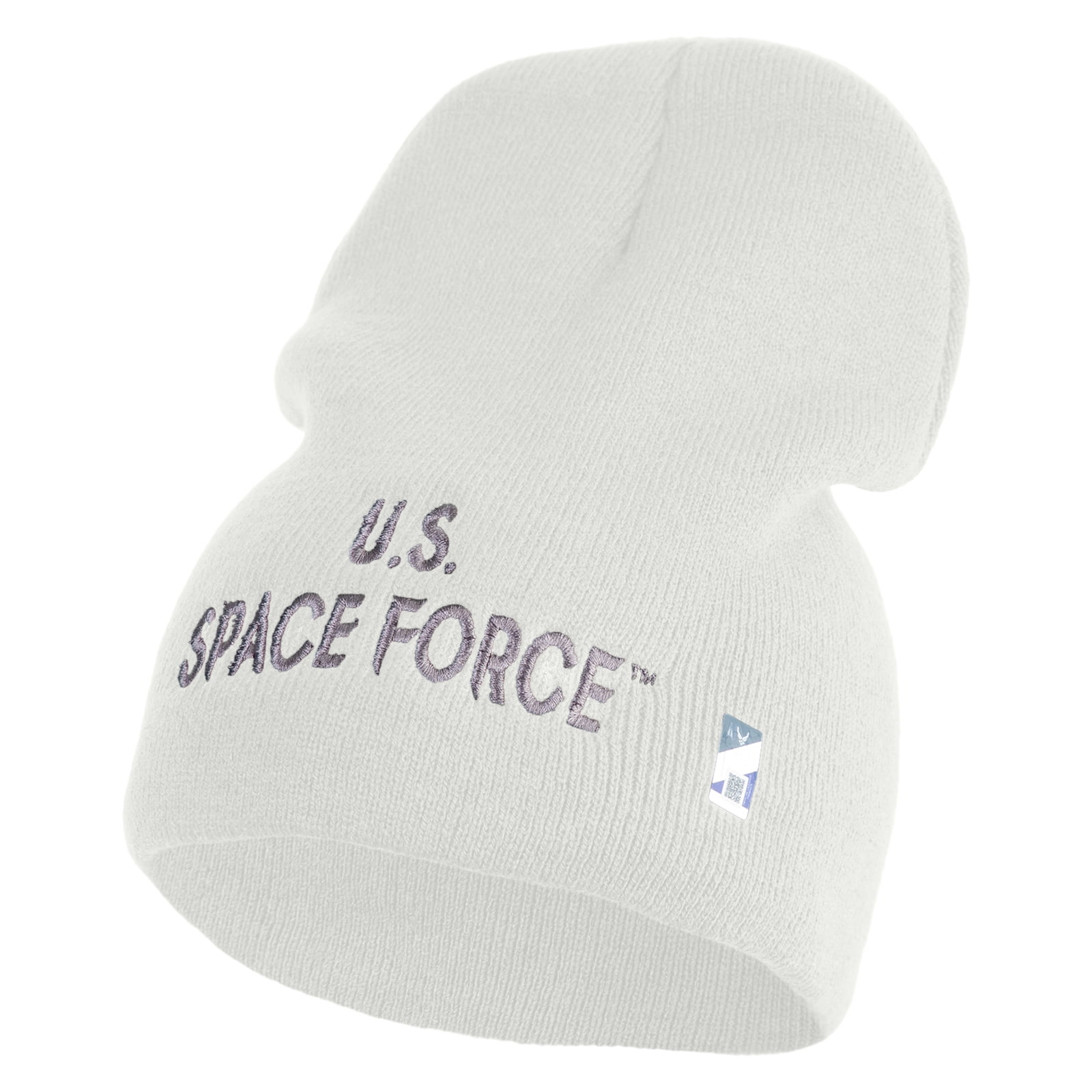 US Space Force Grey Letter Symbol Embroidered 8 Inch Solid Knit Short ...