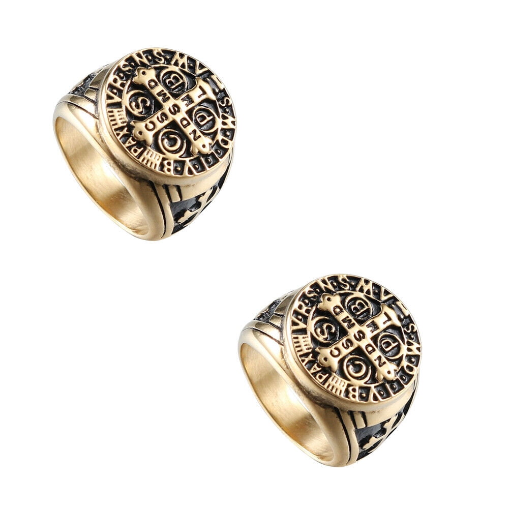 US St Benedict Exorcism Ring Silver Stainless Steel Catholic Roman ...