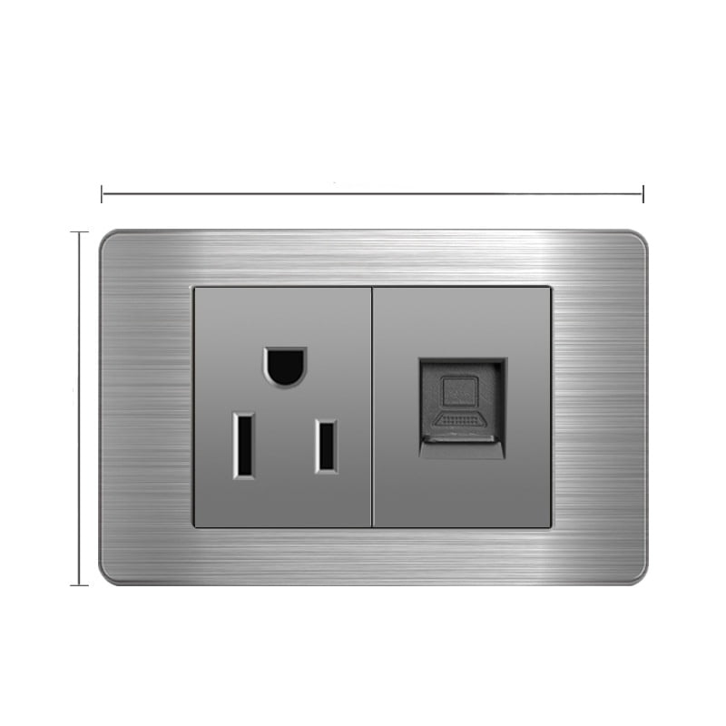 US Standard 110v Panel Wall Household Switch Power Socket Stainless ...
