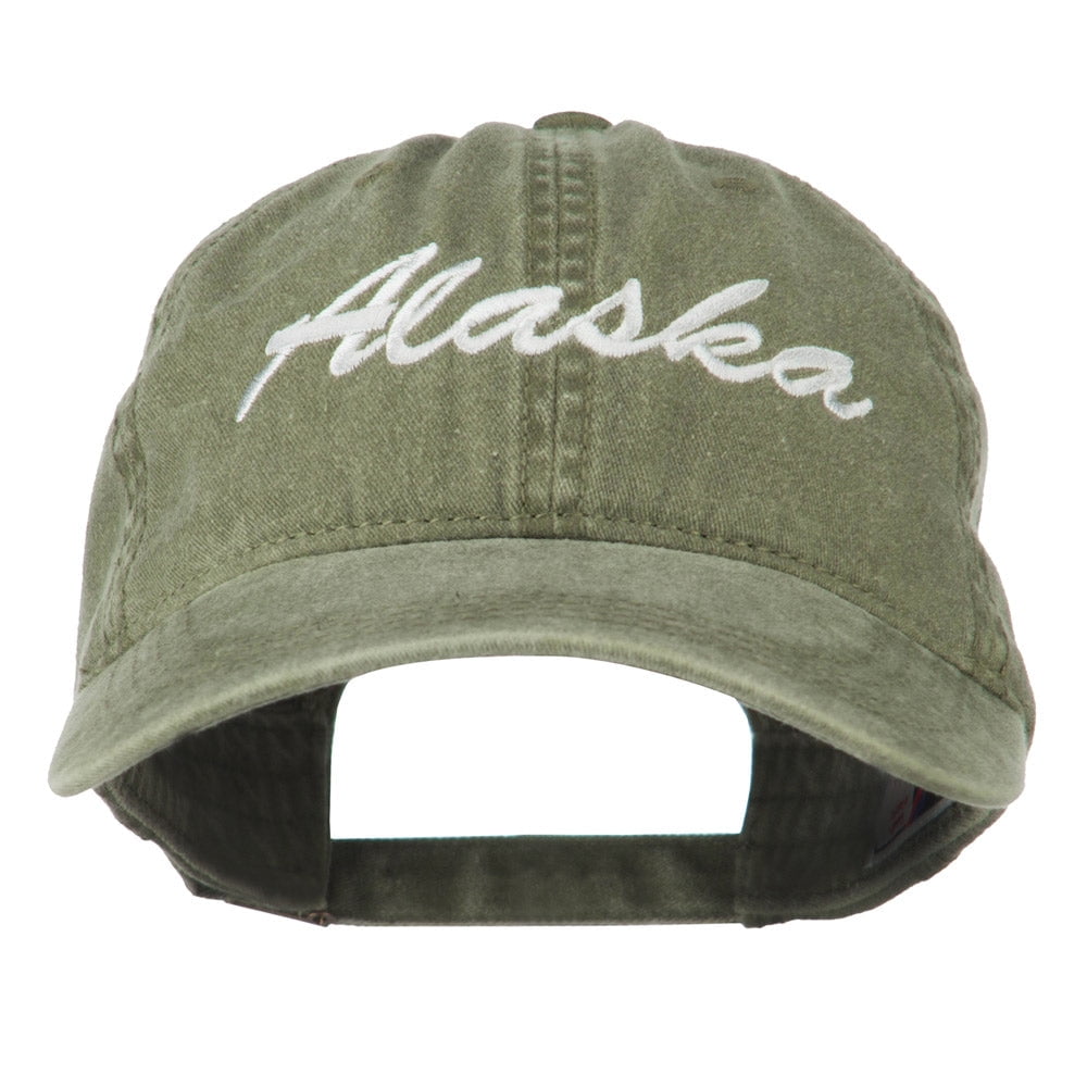 US State Alaska Embroidered Washed Cap - Olive Green OSFM - Walmart.com