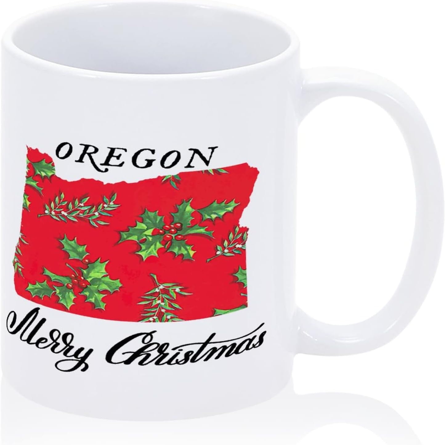 US State Coffee Mug Oregon Coffee Mug 11oz Christmas Theme Berries Pine ...