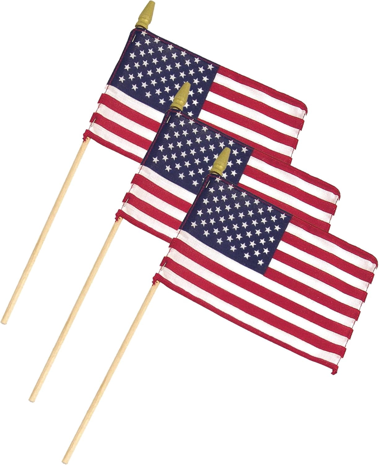 Super Tough 3-Pack Small American Flags on Stick | USA 8x12 Inch Flag ...