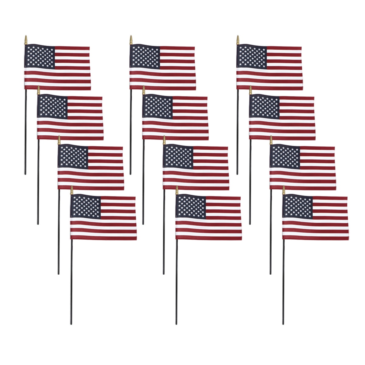 US Stick Flag 8x12in, Black Stick, Spear Tip - 12 Pack - Walmart.com
