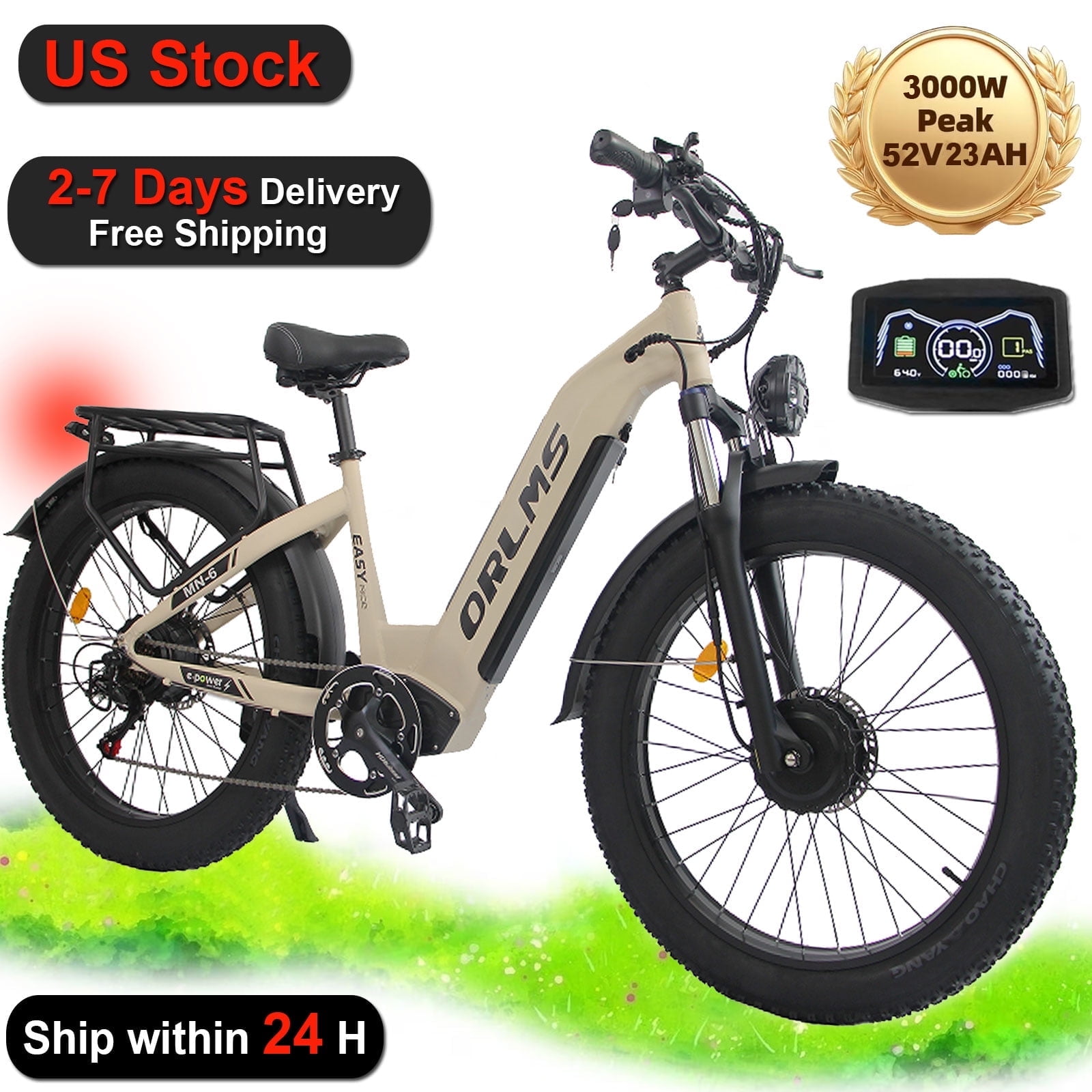 (US in Stock)3000W (Peak) Electric Bike for Adults, 52V 23AH Battery Electric-Bike, Dual-Motor ...