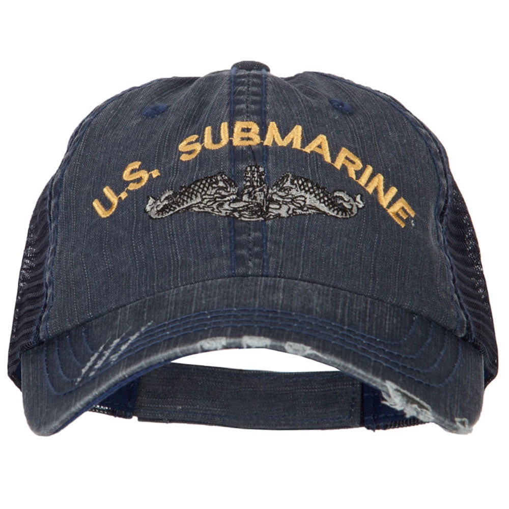 US Submarine Embroidered Low Profile Cotton Mesh Cap - Navy OSFM ...