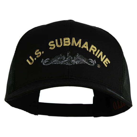 US Submarine Logo Embroidered Solid Cotton Twill Mesh Prostyle Cap ...
