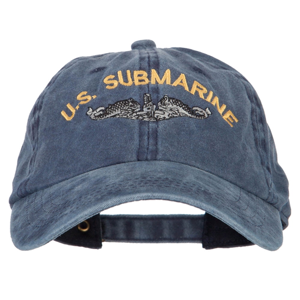 US Submarine Logo Military Embroidered Washed Cotton Twill Cap - Navy ...