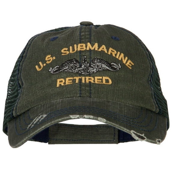 US Submarine Retired Embroidered Low Profile Cotton Mesh Cap - Green ...