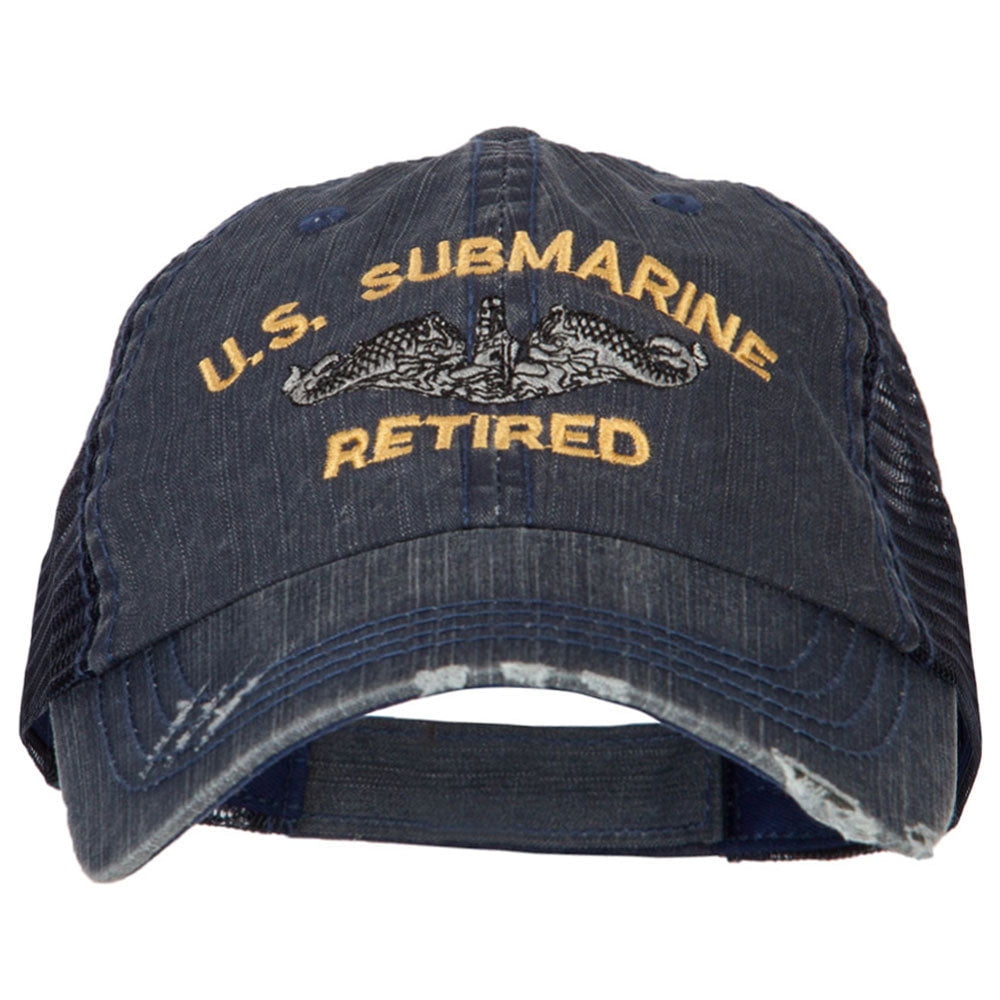 US Submarine Retired Embroidered Low Profile Cotton Mesh Cap - Navy ...