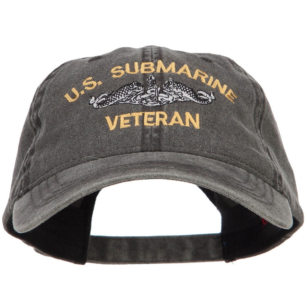 US Submarine Veteran Military Embroidered Washed Cap - Black OSFM ...