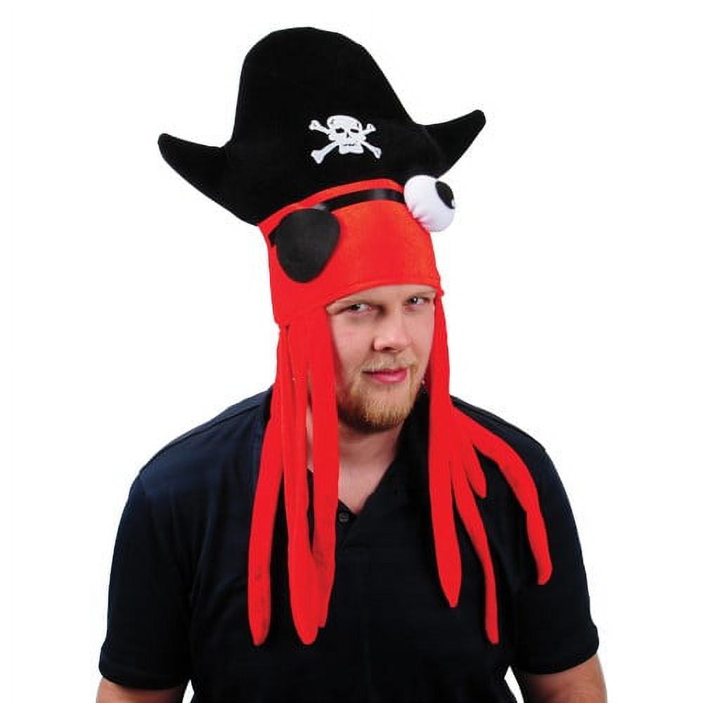 U. S. Toy Pirate Eyepatch Squid Halloween Costume Hat, Black Red, One ...