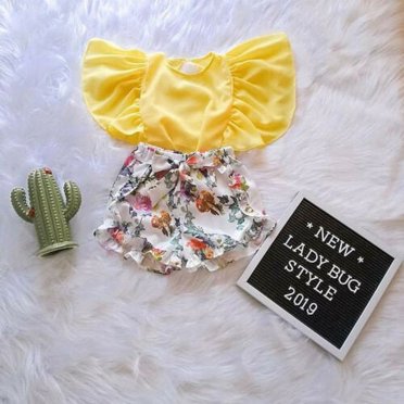 XIAXAIXU Toddler Kids Baby Girl Clothes Vest T-Shirt Tops+Flower Shorts Summer Outfits Set ...