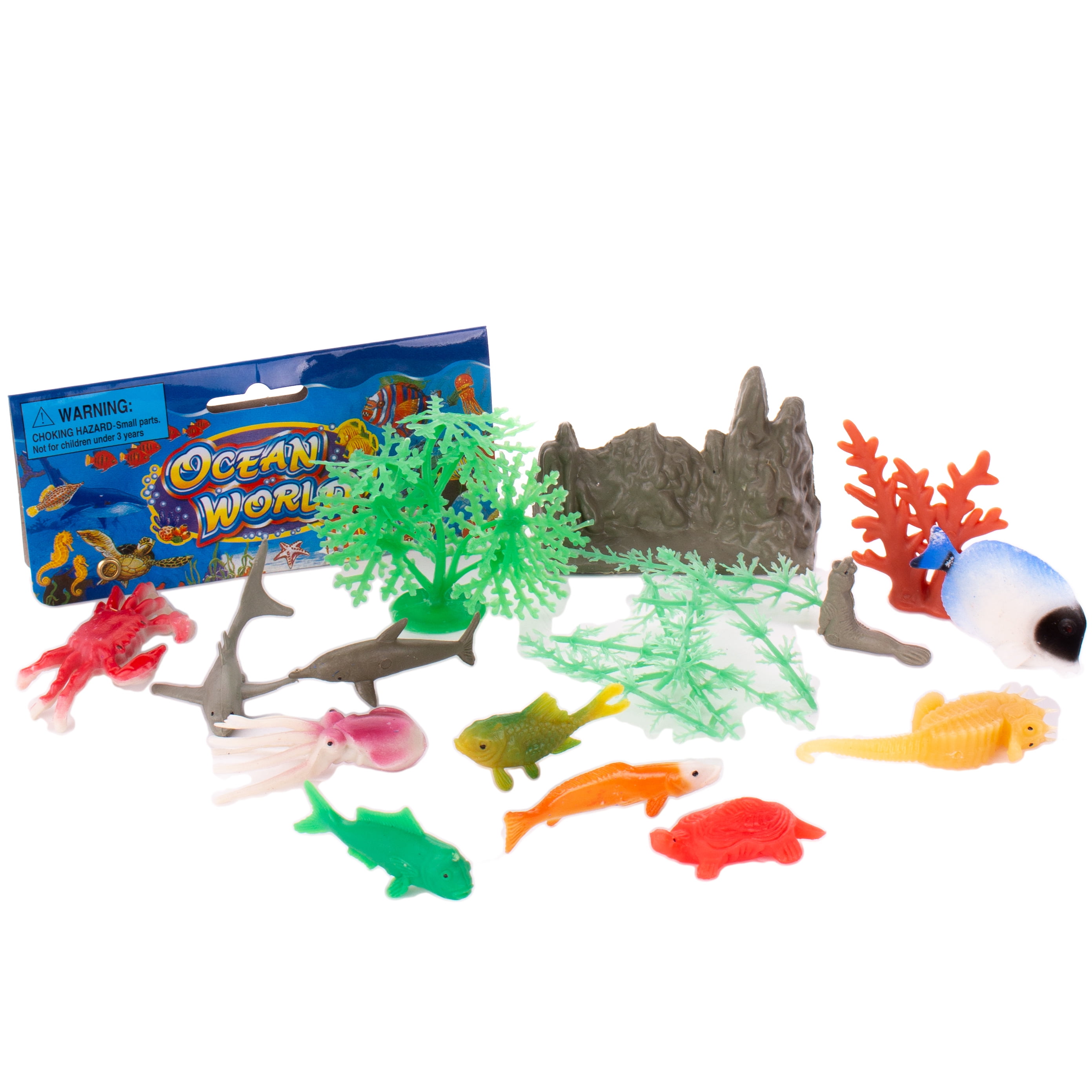US Toy 3'' Ocean Animal Action Figures Sea Life & Plant 20pc Play Set ...