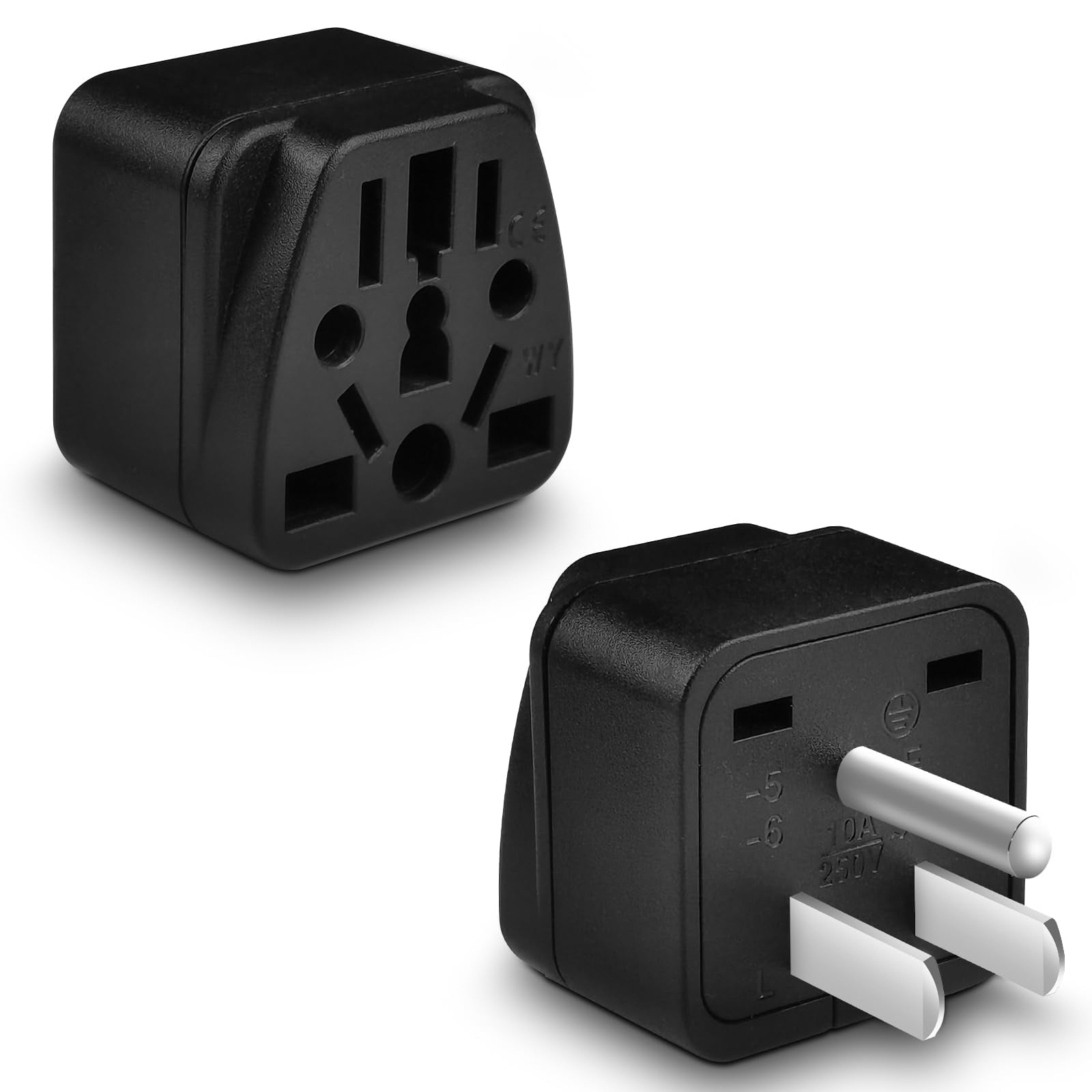 US Travel Plug Adapter EU/UK/AU/in/CN/JP/Asia/Italy/Brazil to USA (Type ...