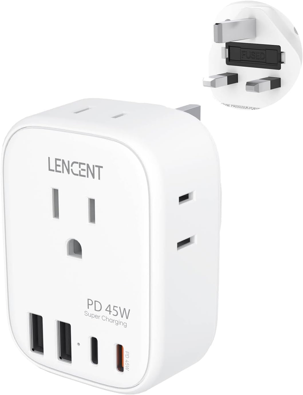 US to UK Ireland Travel Plug Adapter, PD 45W Grounded Type G Outlet ...