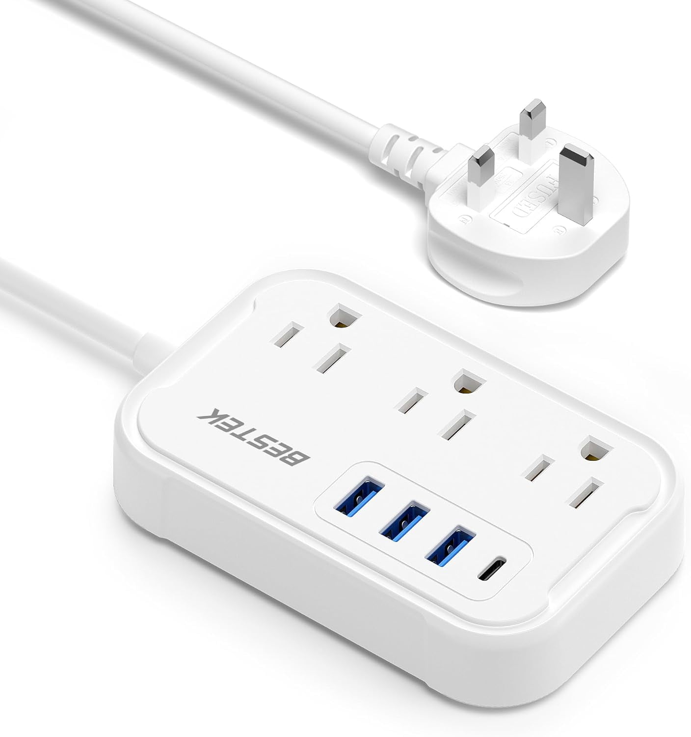 US to UK Travel Plug Adapter: Type G Adapter with 3 AC Outlets and 4 ...