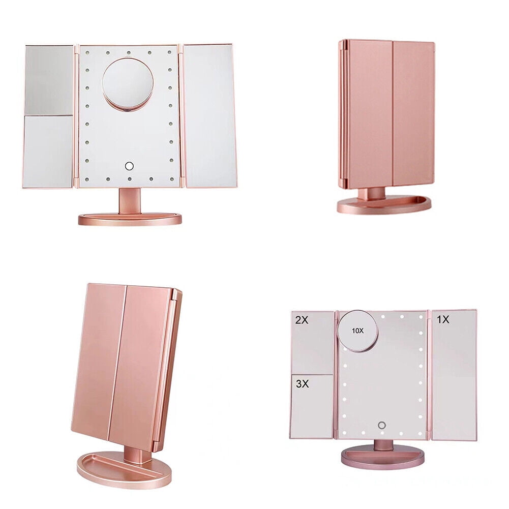US USB LED Tri-Fold 2X 3X 10X Magnifying Makeup Mirror Touch Screen ...
