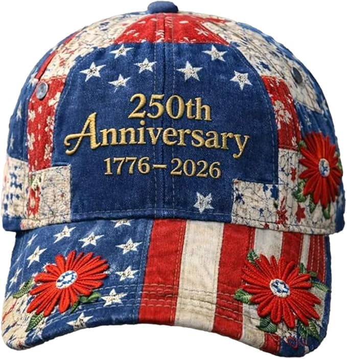US Vintage Country Style 250th Anniversary Hat - Floral American Flag ...