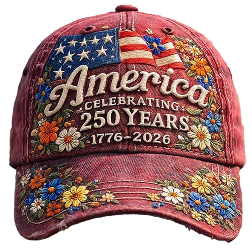 US Vintage Country Style 250th Anniversary Hat Floral American Flag ...