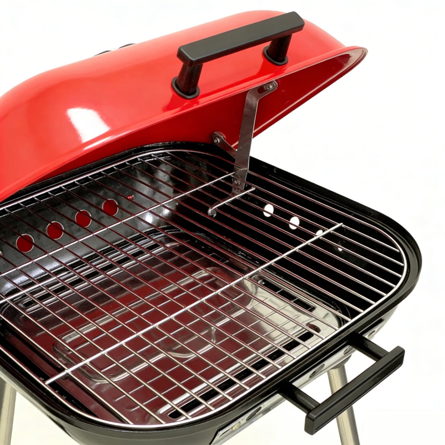 US Warehouse Stock 22" Modern Square Iron BBQ Grill Auto Ignition Flame ...