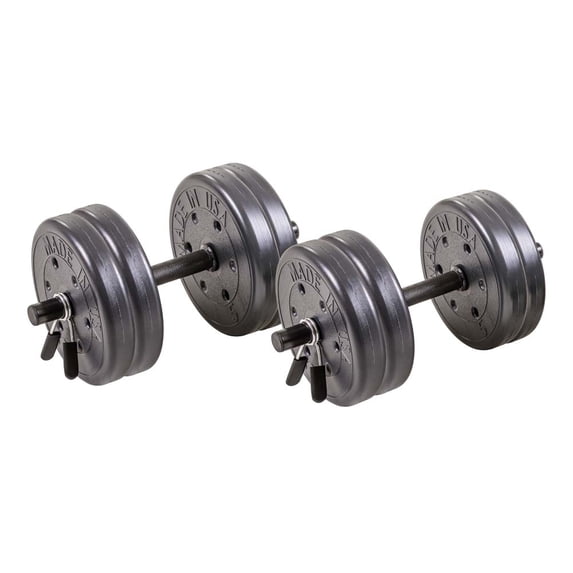 US Weight Adjustable 42LB Dumbbell Set with Spring Clips, 14" Knurled ...