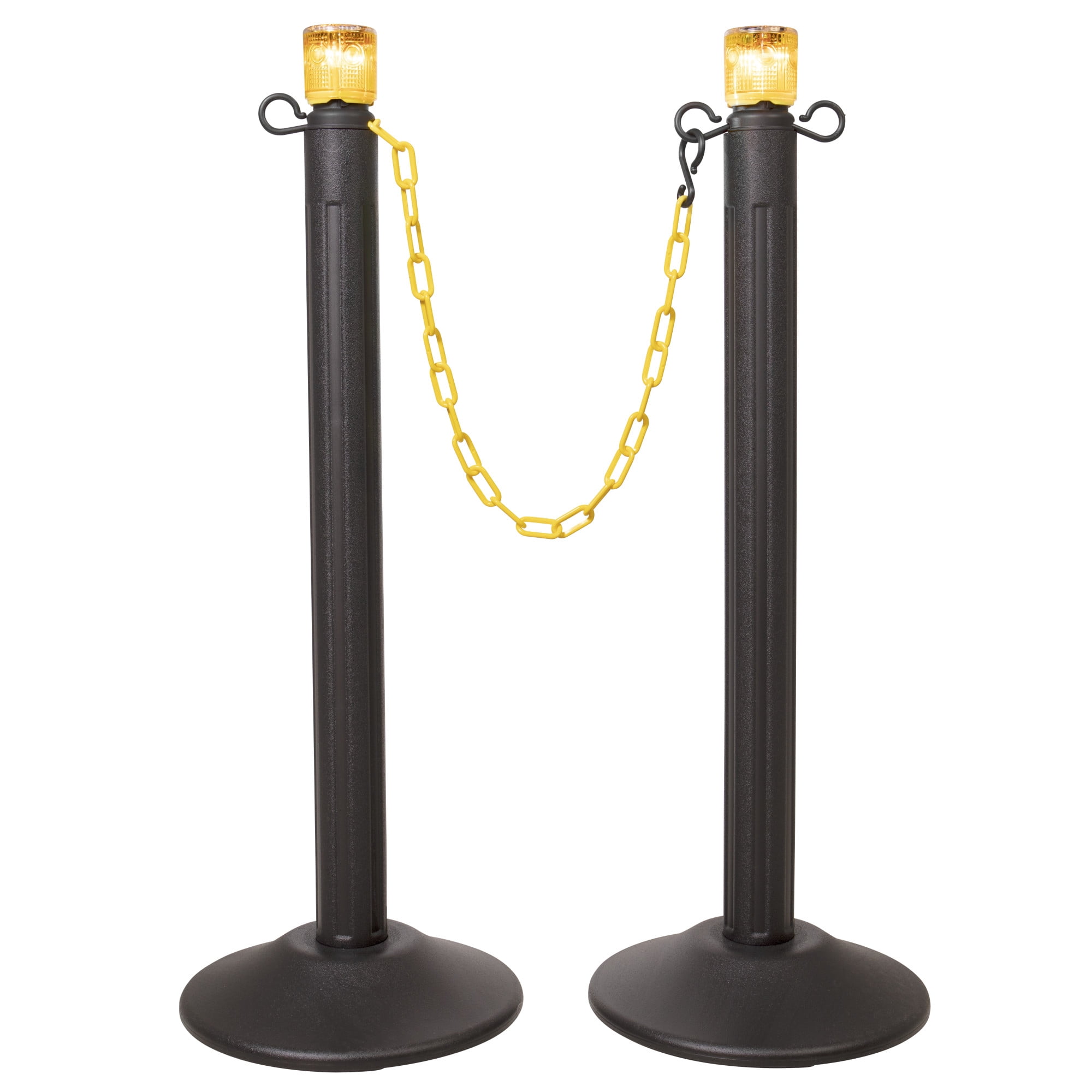 US Weight ChainBoss Stanchions with 10’ of Yellow Plastic Chain & Solar ...