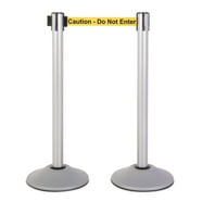 Costway 6Pcs Stanchion Posts Queue Pole Retractable Red Belt Crowd ...