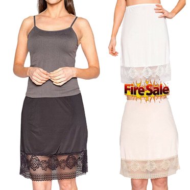 Women's Double Layered Satin Skirt Extender / Half Slip Lingerie ...
