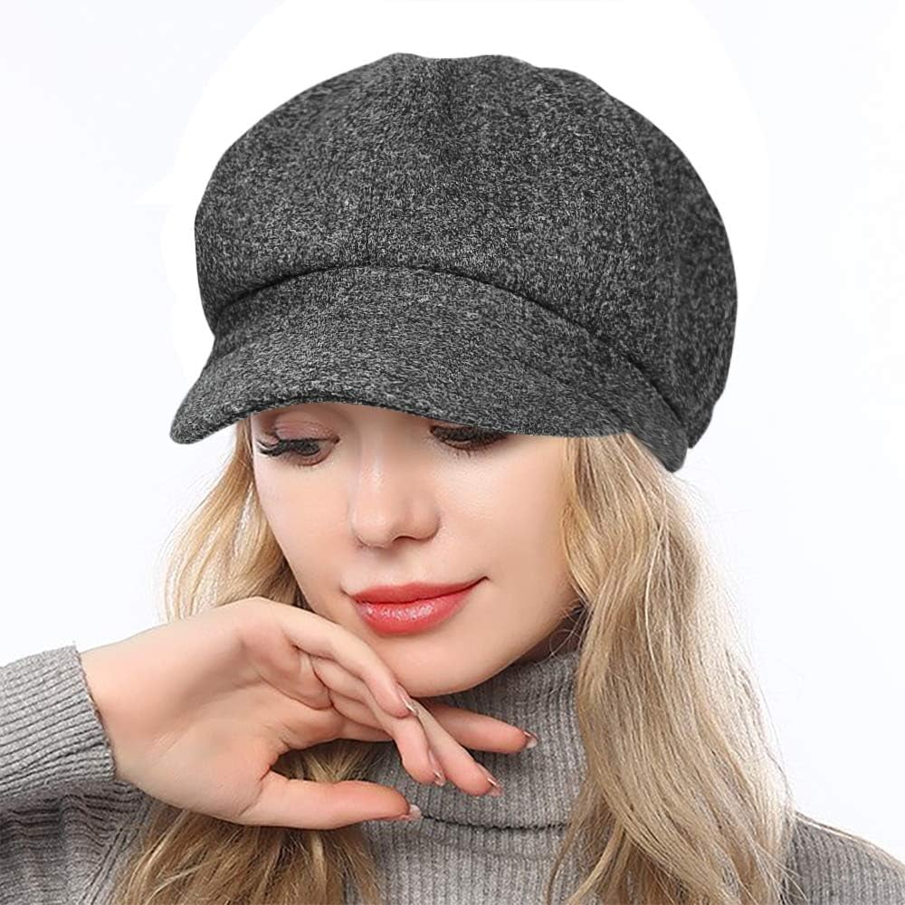 US Women's Newsboy Hat Winter Wool Cabbie Beret Tweed Girls Paperboy ...
