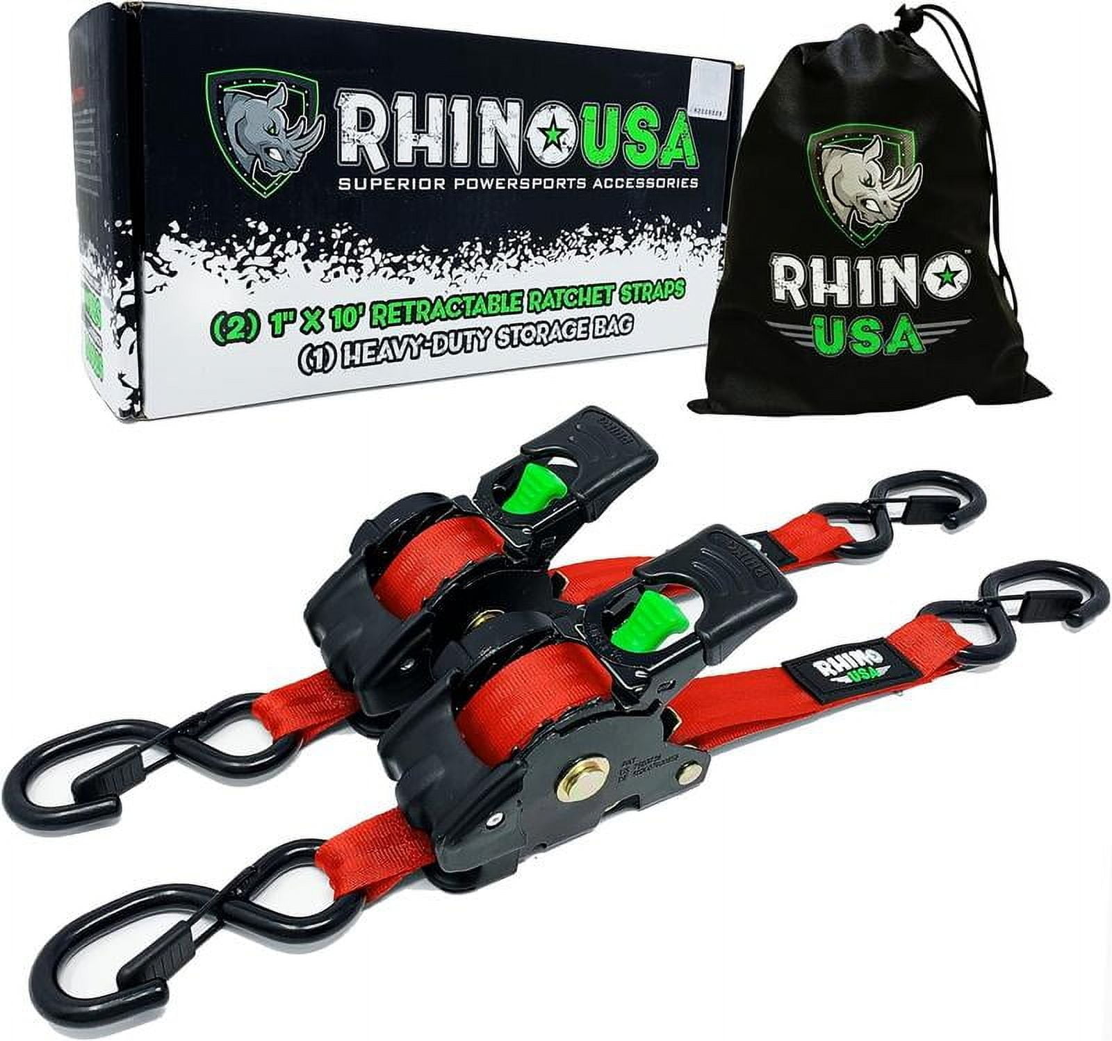USA 1" x 10' Retractable Ratchet Straps (select 2 pack or 4 pack ...