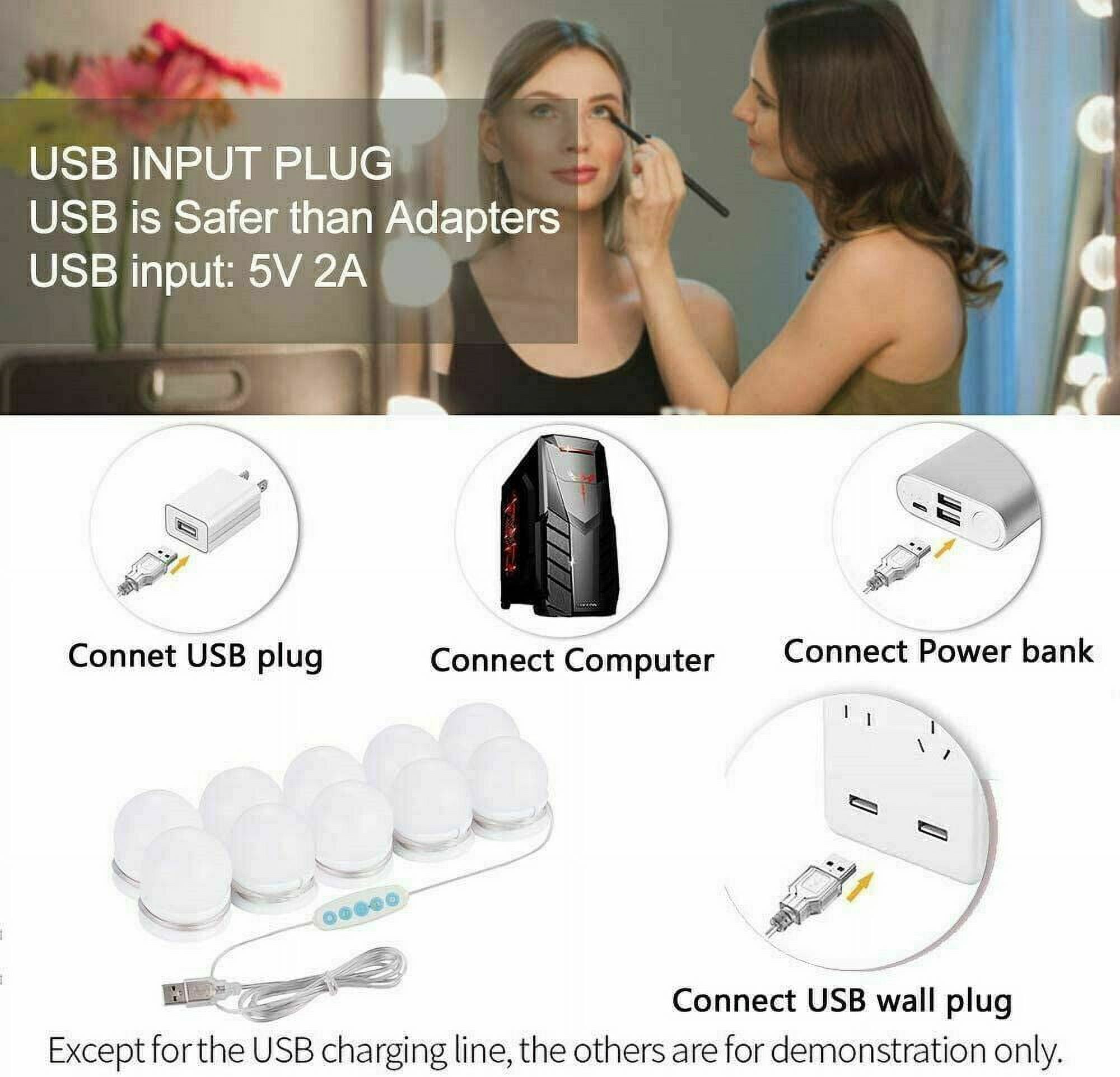 USA 10 LED Kit Bulbs Vanity Light Dimmable Lamp Hollywood vanity mirror ...