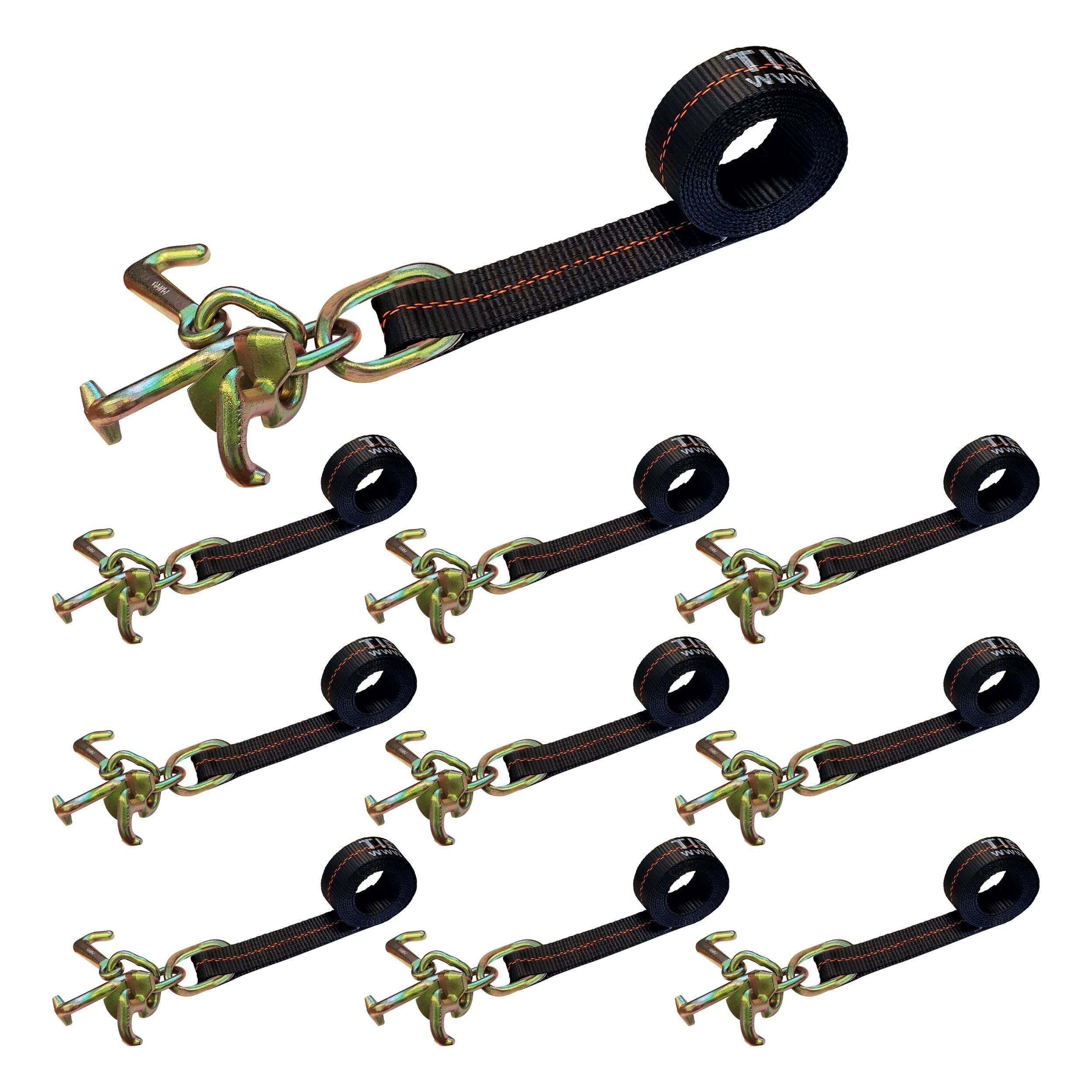 Mega Cargo Control 2" x 10' Ratchet Tie-Down RTJ Cluster Hook, Black ...