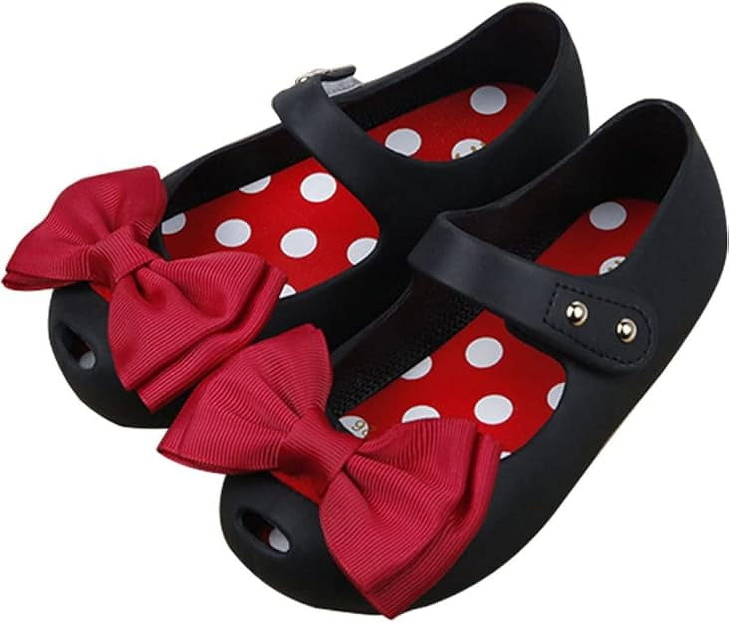 USA 11 Girls Princess Mary Jane Cloth Bow Jelly Shoes Flats(Black ...