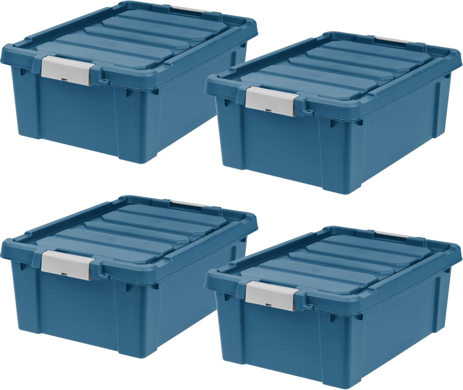 USA 12 Gallon Eco-Friendly Lockable Storage Bins with Lids, 4 Pack ...