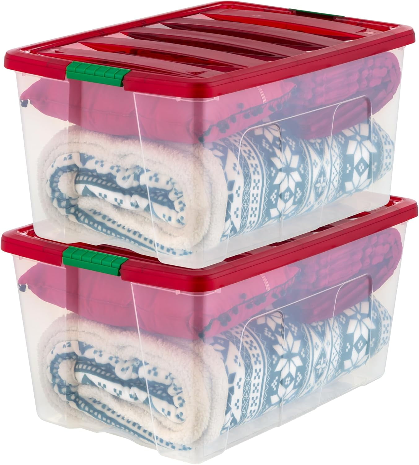 USA 13 Qt Stackable Plastic Storage Bins with Lids, 6 Pack - BPA-Free ...