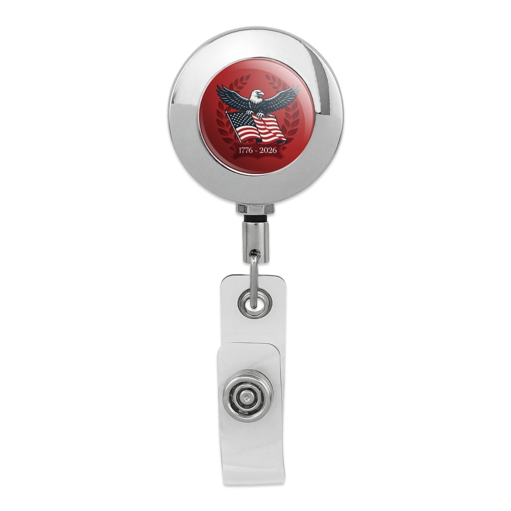 USA 1776 to 2026 Patriotic Eagle Retractable Reel Premium Metal Chrome ...