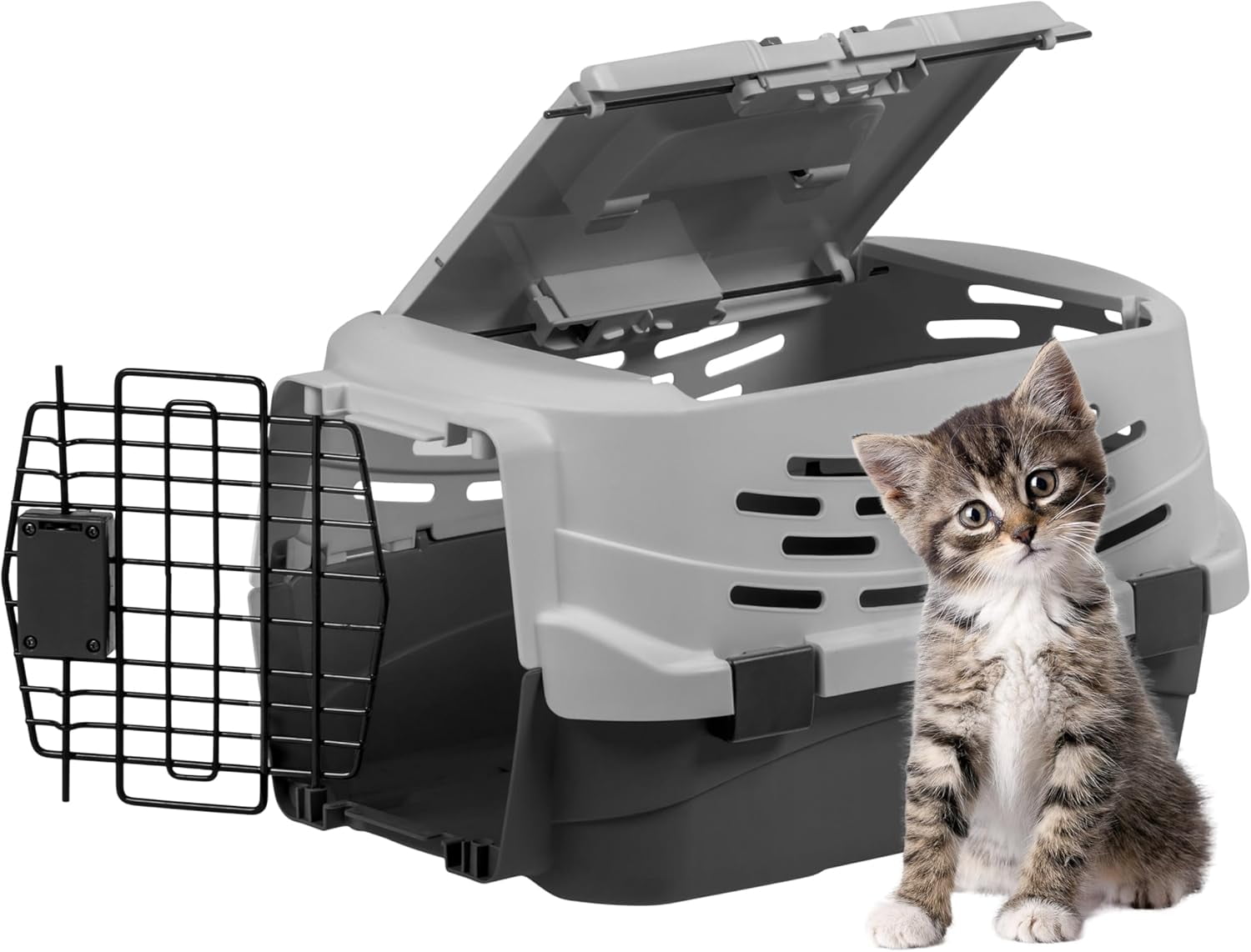 USA 19" Cat Carrier, Extra Small Pet Carrier Hard, Dog Kennel with 2 ...