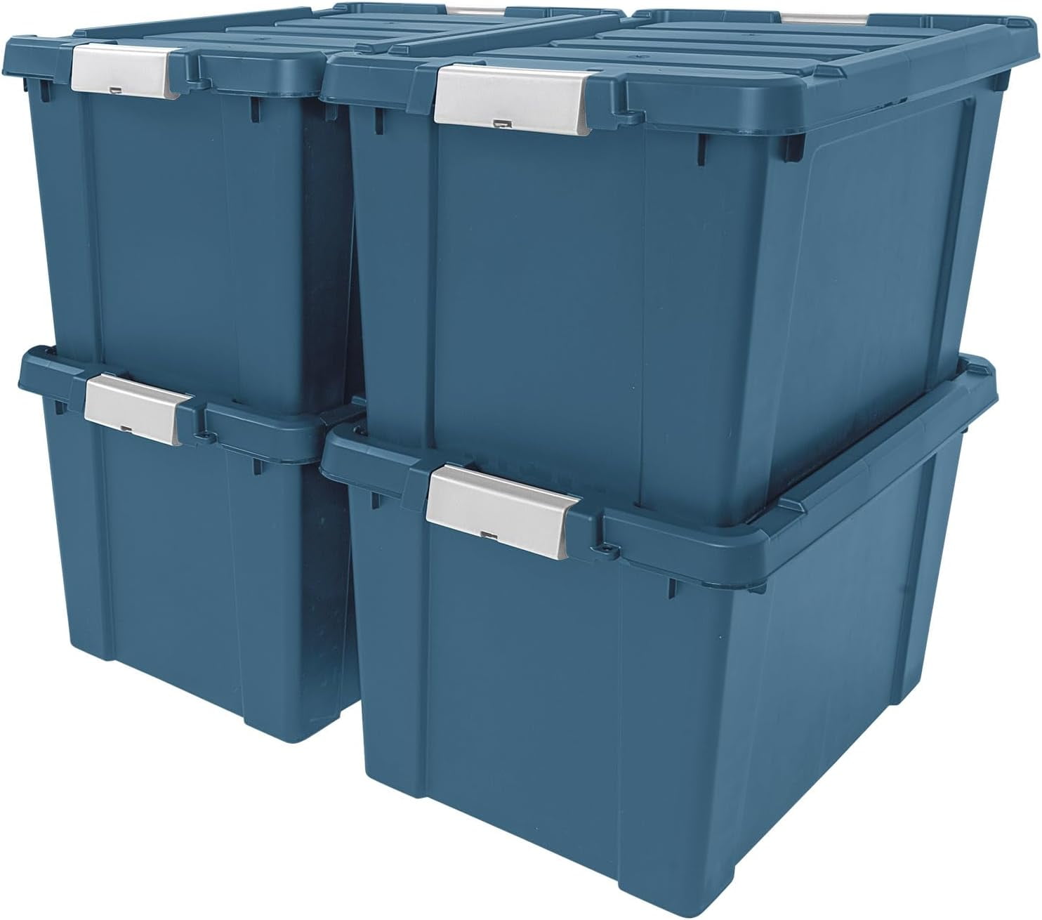 USA 20 Gallon Eco-Friendly Lockable Storage Bins with Lids, 4 Pack ...