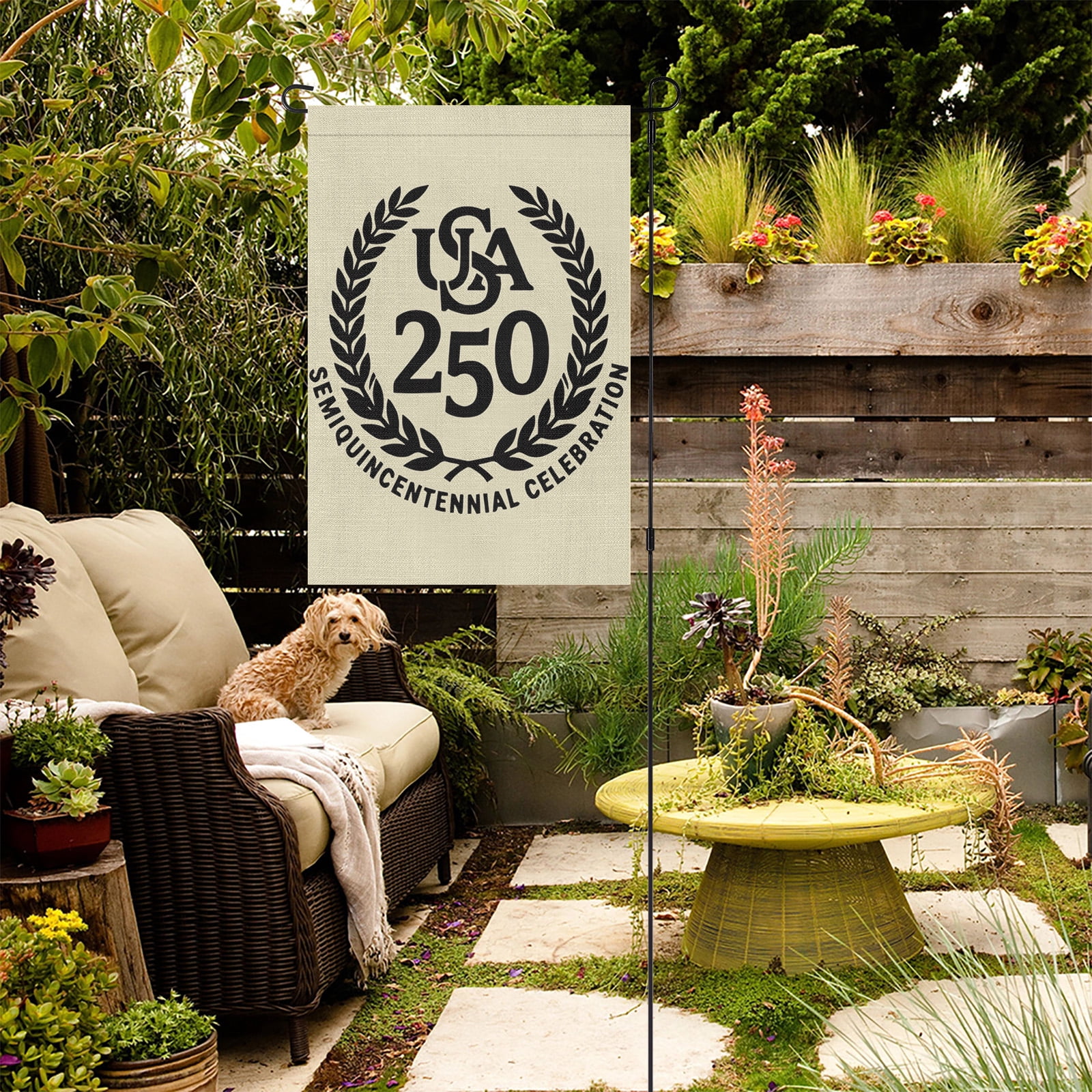 USA 250 Semiquincentennial Celebration Garden Flag - Beige Laurel ...