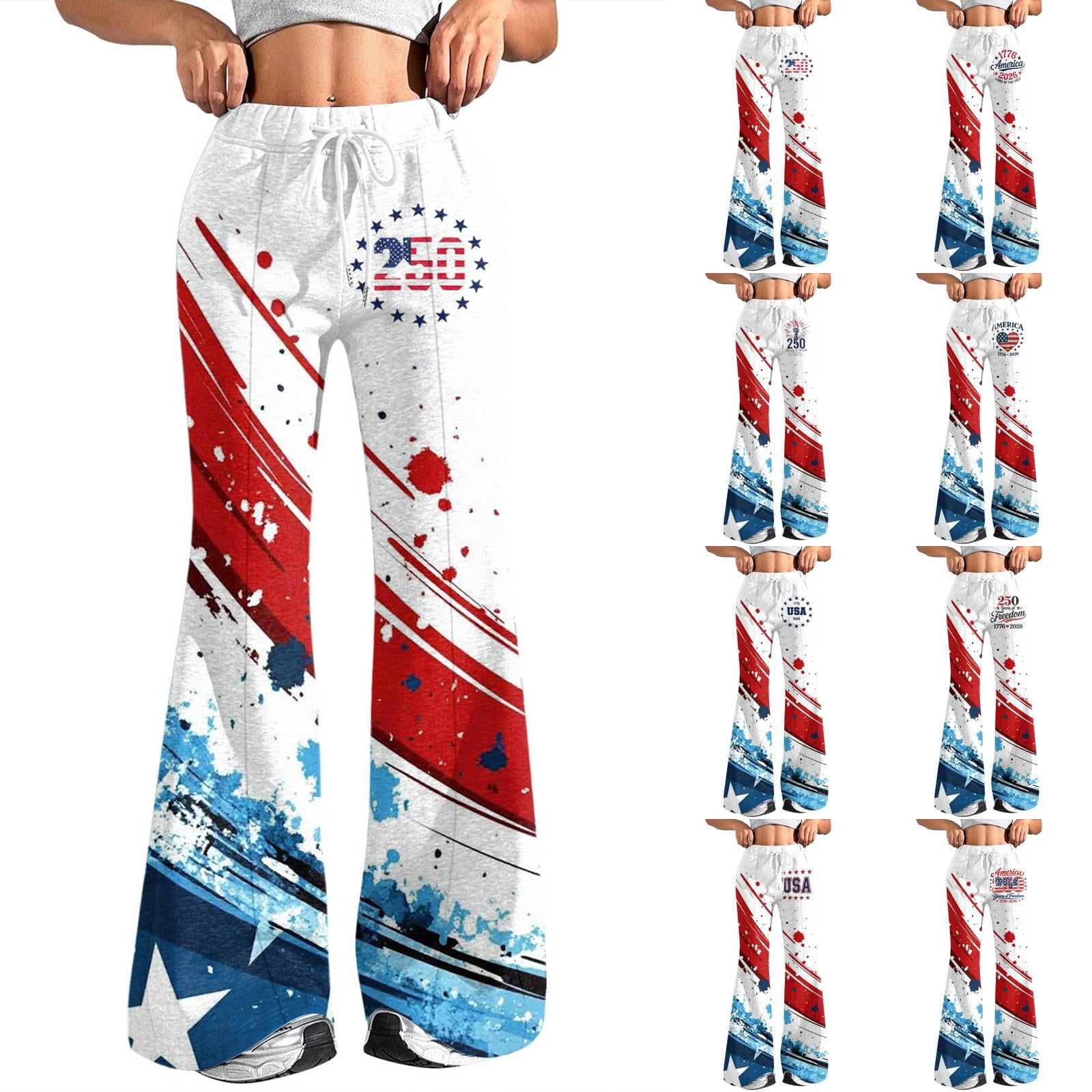 USA 250 Years of Freedom Flared Pants for Women - Patriotic 1776-2026 ...