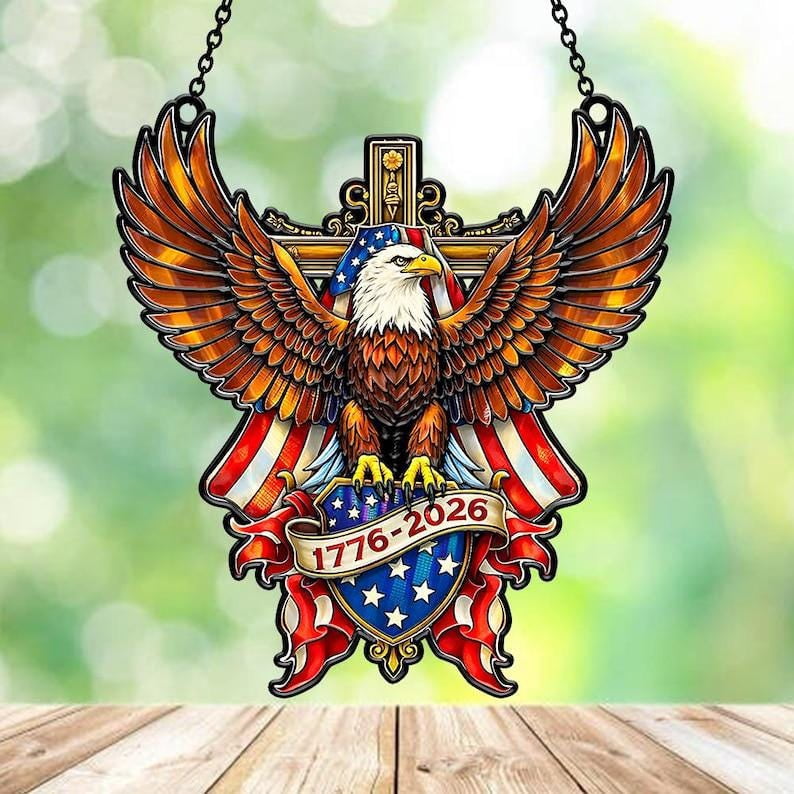 USA 250 Years of Freedom Flat Suncatcher - 1776-2026 Anniversary Decor ...