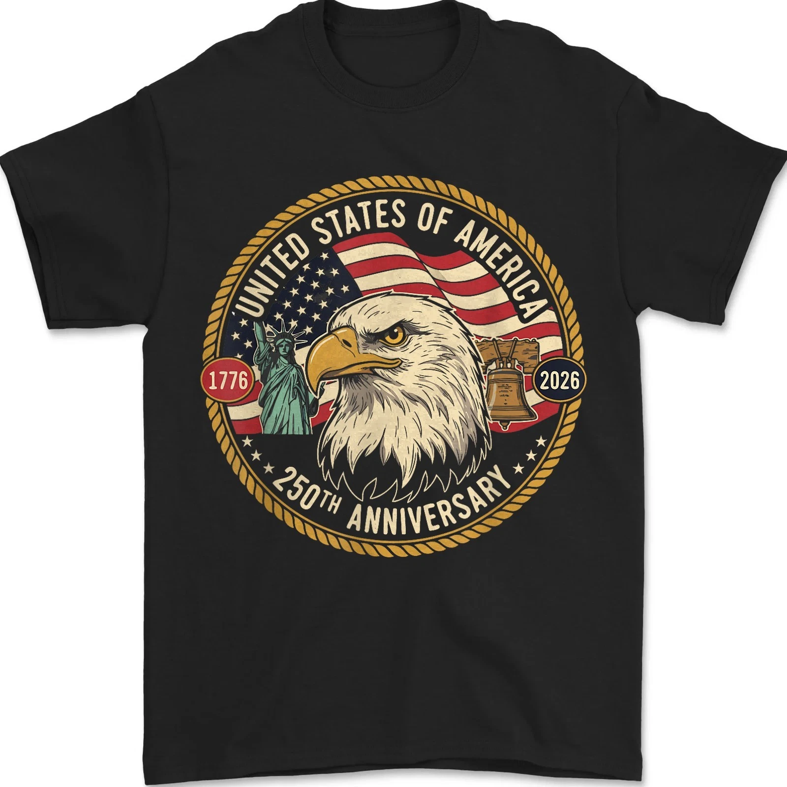 USA 250th Anniversary 1776-2026 Eagle Liberty American Patriotic Unisex ...