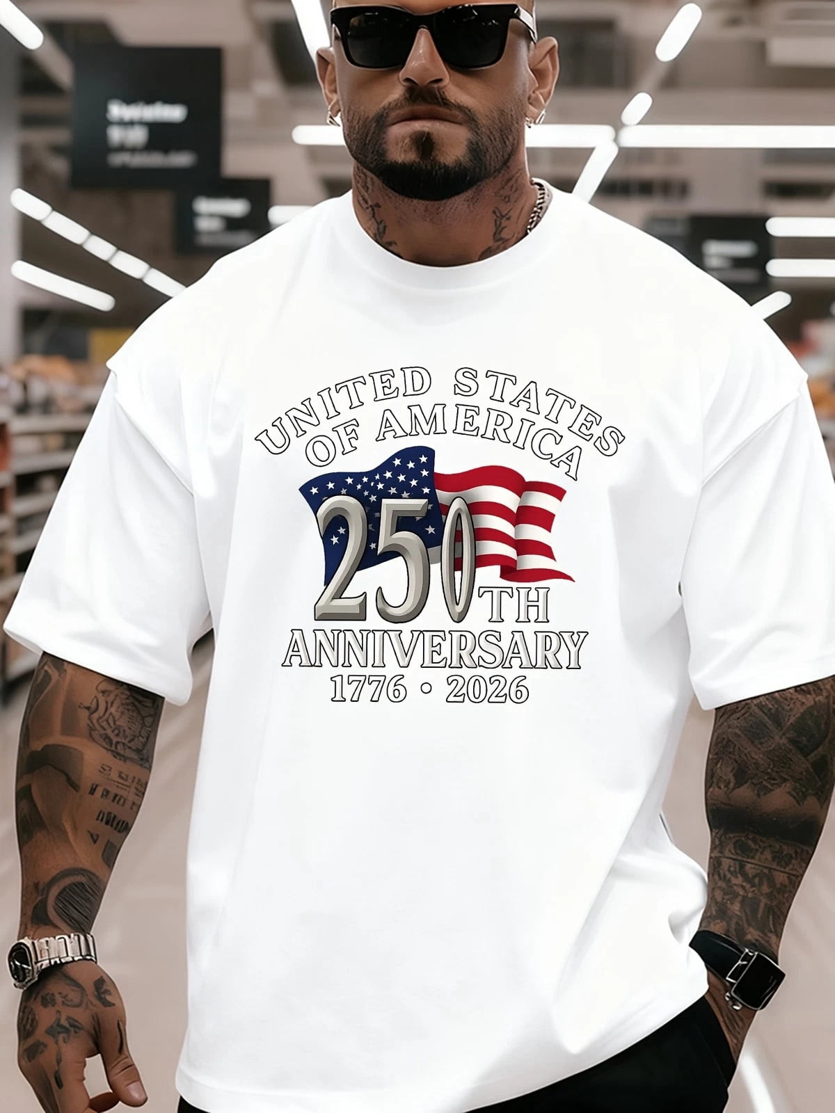 USA 250th Anniversary 1776-American Flag T-Shirt - Walmart.com