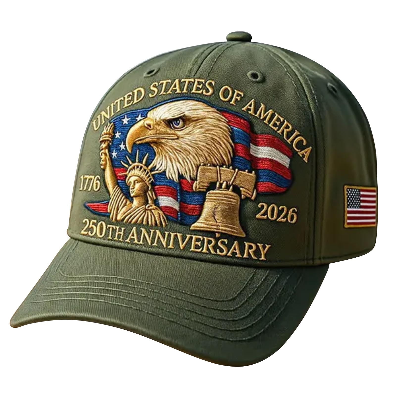 USA 250th Anniversary Bald Eagle Baseball Cap – Patriotic Printed Hat ...