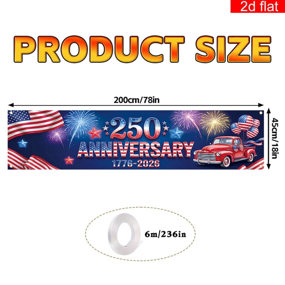 USA 250th Anniversary Banner Patriotic Decorations, 1776-2026 America ...