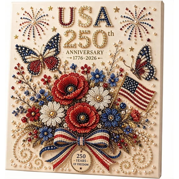 USA 250th Anniversary Beaded Floral Art Kit, 1776–2026 Patriotic DIY ...