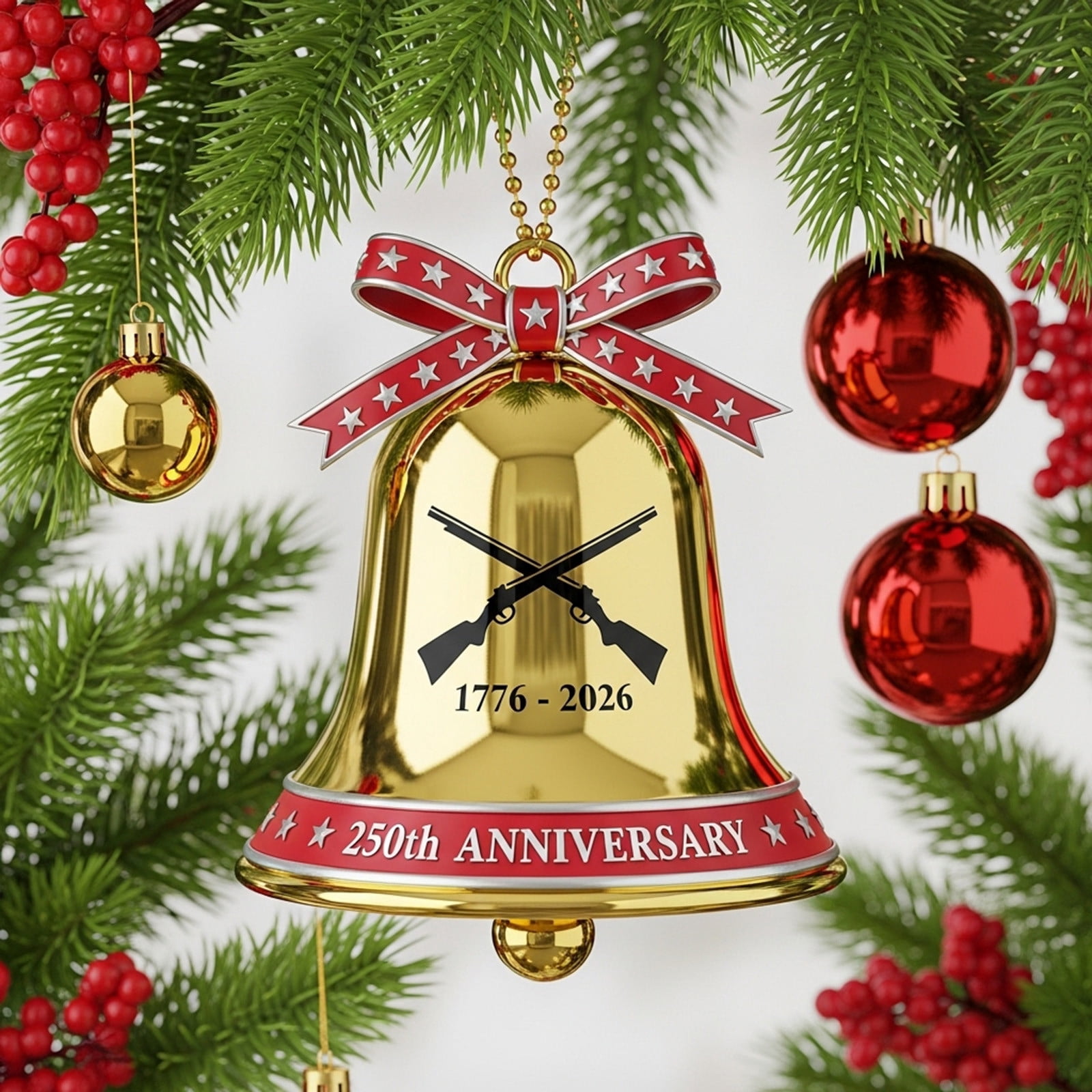 USA 250th Anniversary Bell Ornament, Patriotic Christmas Decoration ...