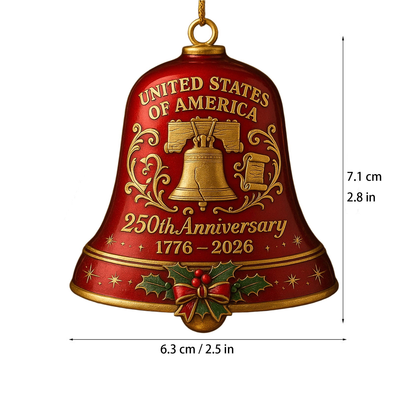 USA 250th Anniversary Bell Ornaments, Patriotic Ornaments with ...