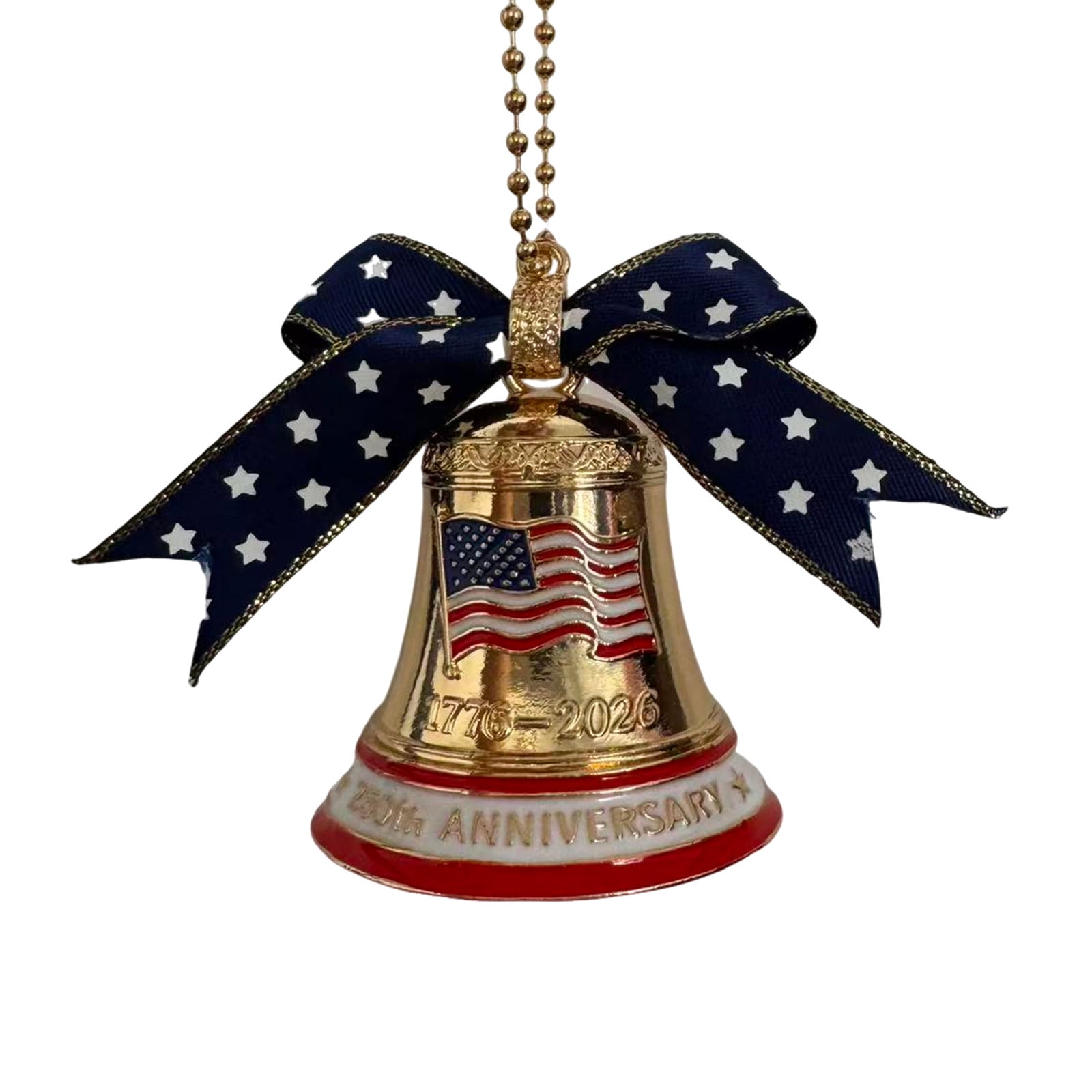 USA 250th Anniversary Bells Ornament – 1776–2026 Patriotic Gold Enamel ...
